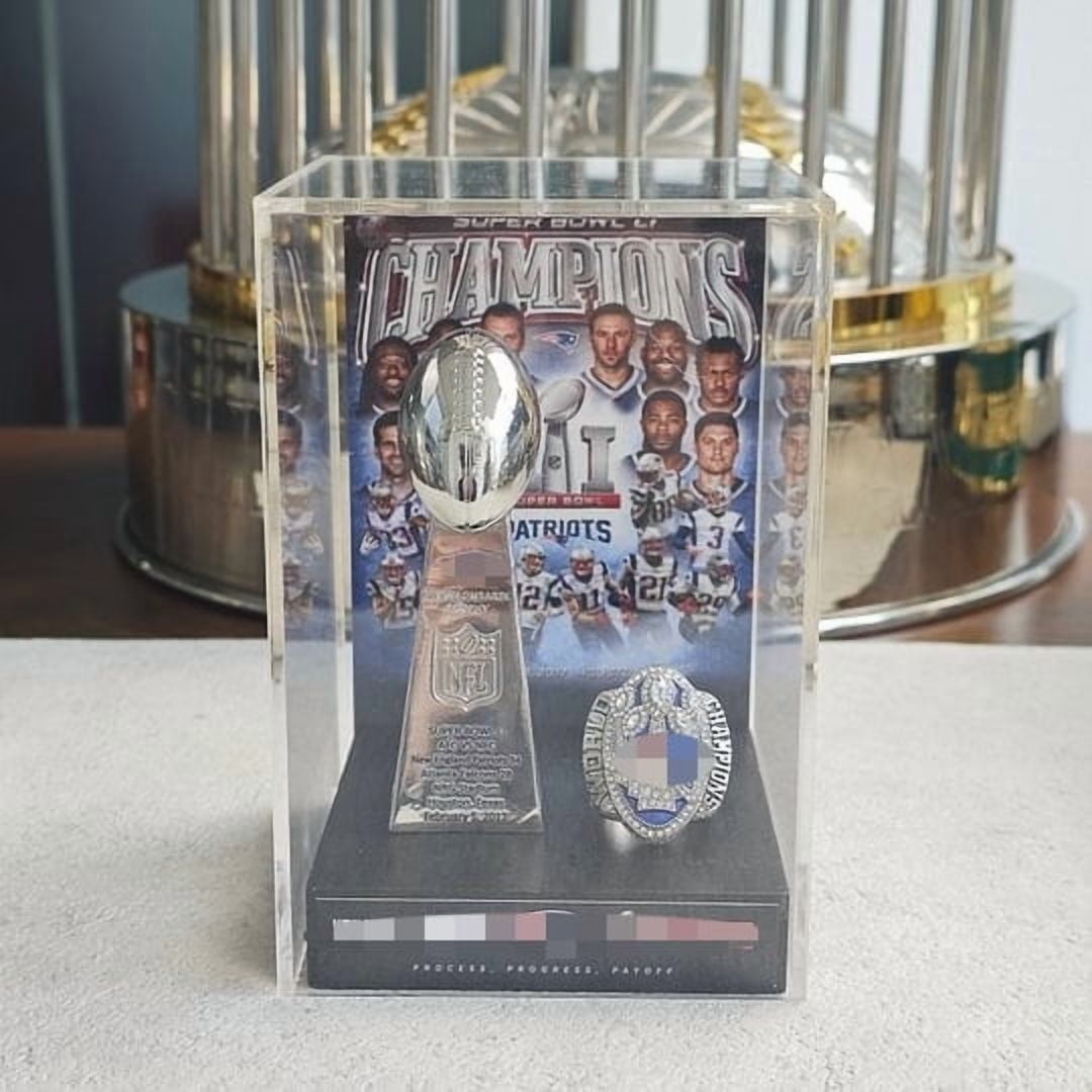 2017 New England Pat Sup Bo LI Championship Replica Trophy+ Ring with ...