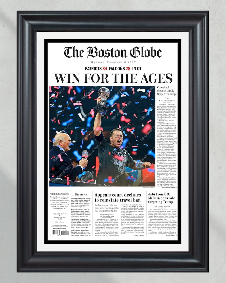 2017 New England Patriots Framed Super Bowl 51 Front Page Print ...