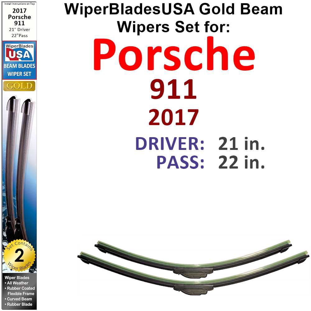 2017 Porsche 911 Beam Wiper Blades Wipers WBUSA (Set of 2) - Walmart.com