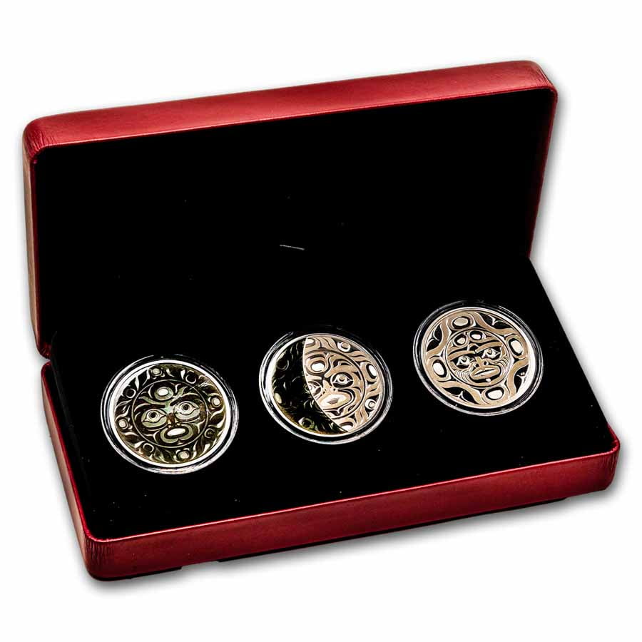 2017 RCM 2 oz Silver $30 West Coast Phases of the Moon 3-coin Set ...