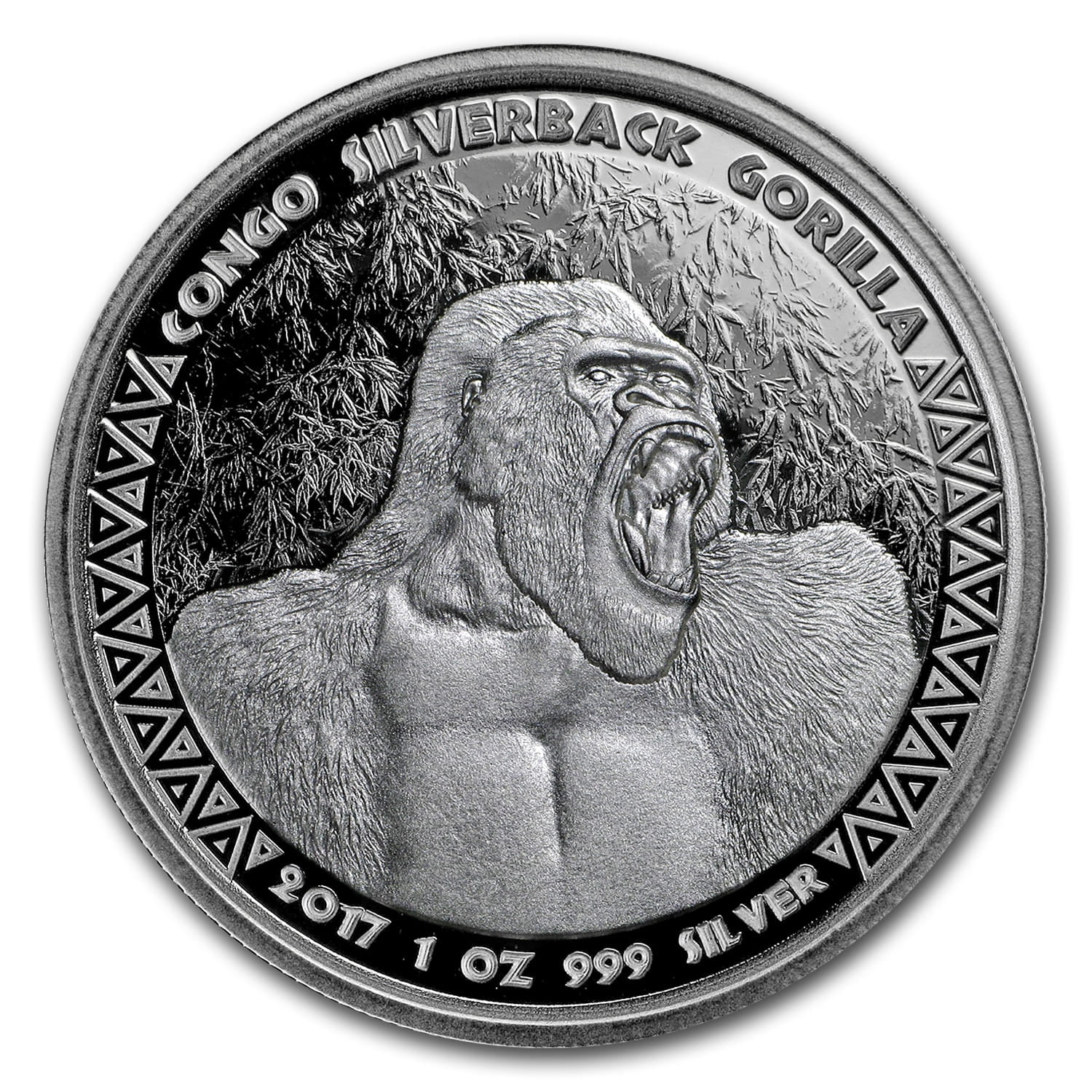 2017 Republic of Congo 1 oz Silver Silverback Gorilla (Prooflike ...