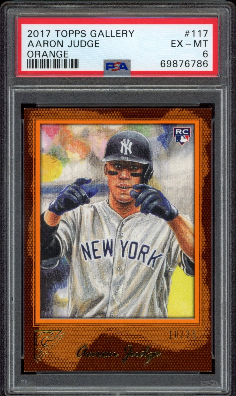 2017 Topps Gallery Aaron Judge Canvas Orange #117 (/25) (PSA 6 ...