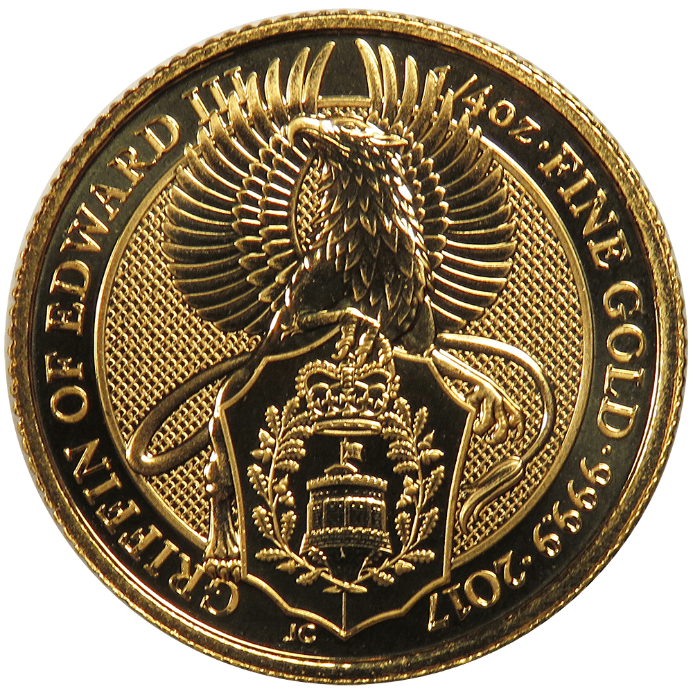 2017 U.K. 25 Pound 1/4 oz Gold Queen's Beast The Griffin Brilliant ...