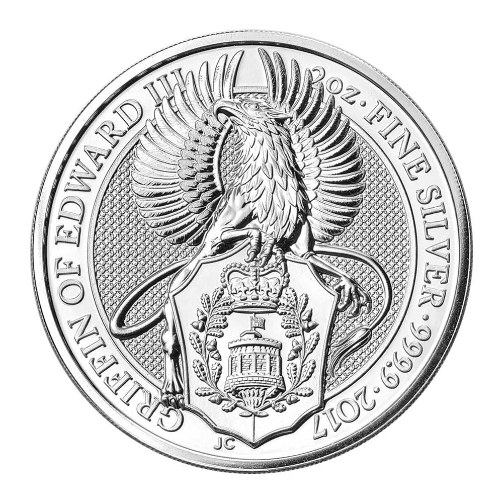 2017 U.K. 5 Pound 2 oz Silver Queen's Beast The Griffin Brilliant ...