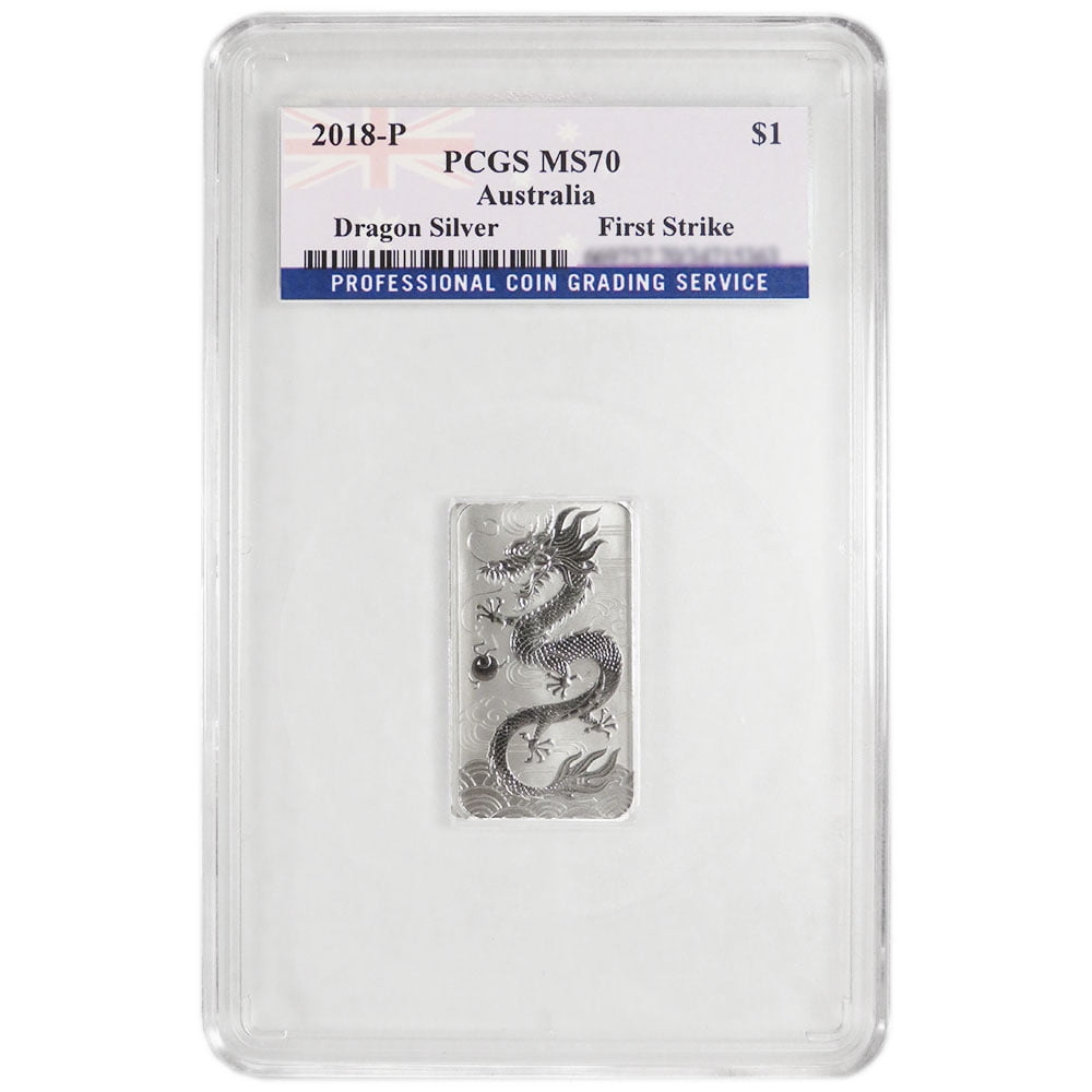 2018 $1 Silver Australian Dragon Rectangle 1 oz PCGS MS70 First Strike Label - Walmart.com