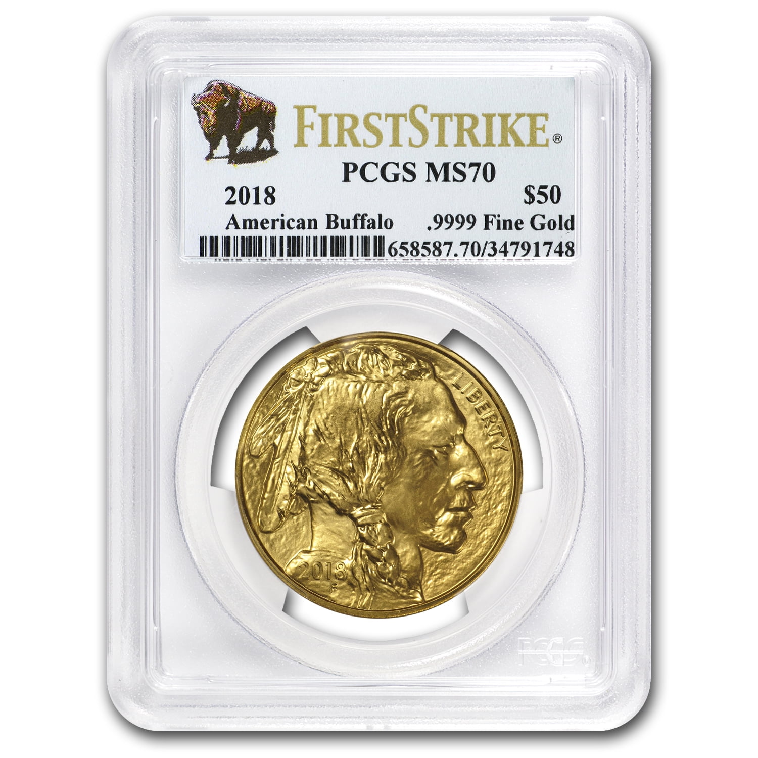 2018 1 oz Gold Buffalo MS-70 PCGS (FirstStrike®, Buffalo Label ...
