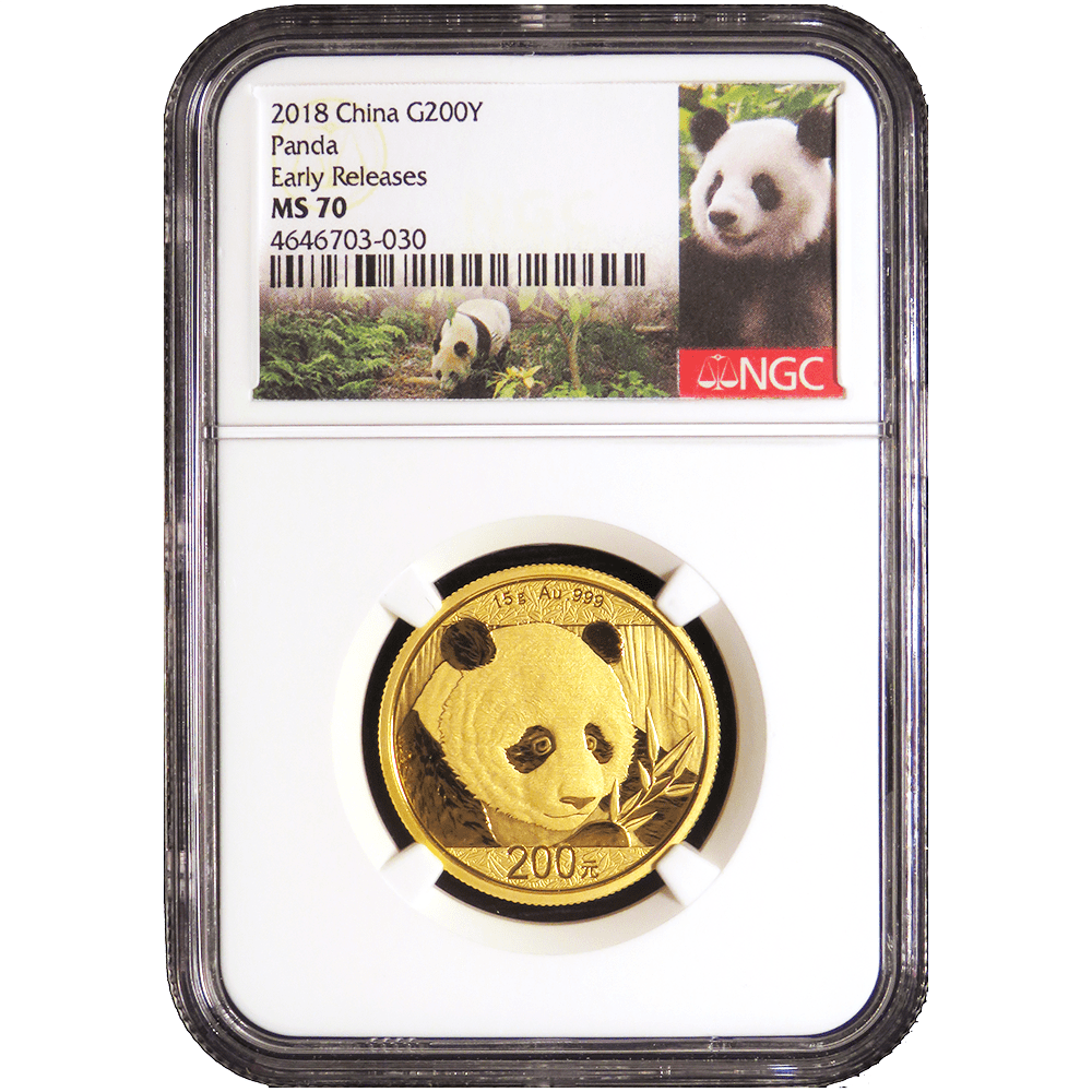 2018 200 Yuan Gold Chinese Panda .999 15g NGC MS70 Panda ER Label - Walmart.com