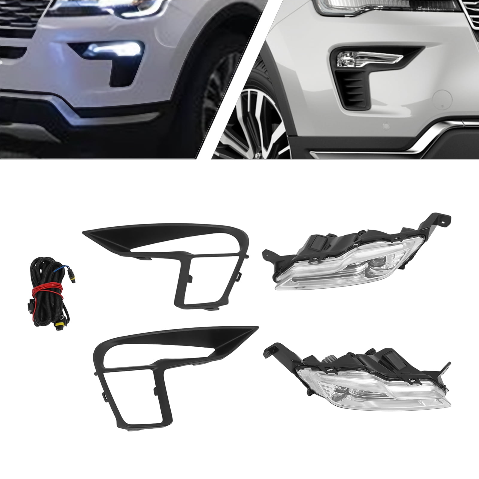 2018-2019 Ford Explorer LED Fog Light Assembly, Black and Clear Housing ...