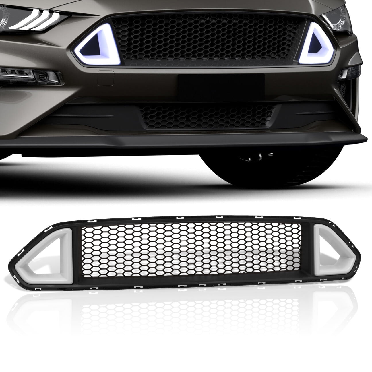 For 2018-2020 Ford Mustang Front Upper Bumper Hood Badgeless Honeycomb ...