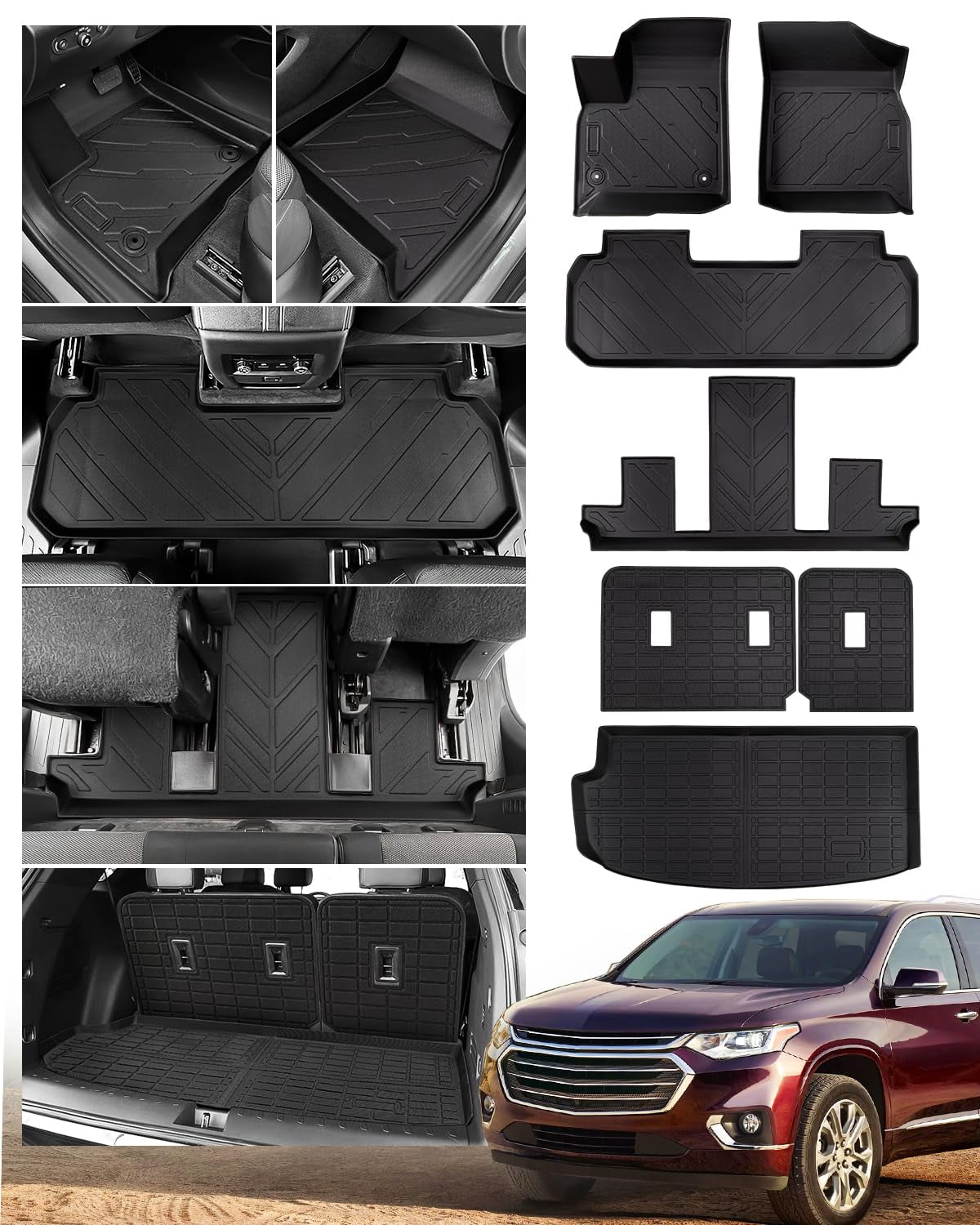 2018-2023 2024 for Chevy Traverse Floor Mats Cargo Mat, All Weather ...