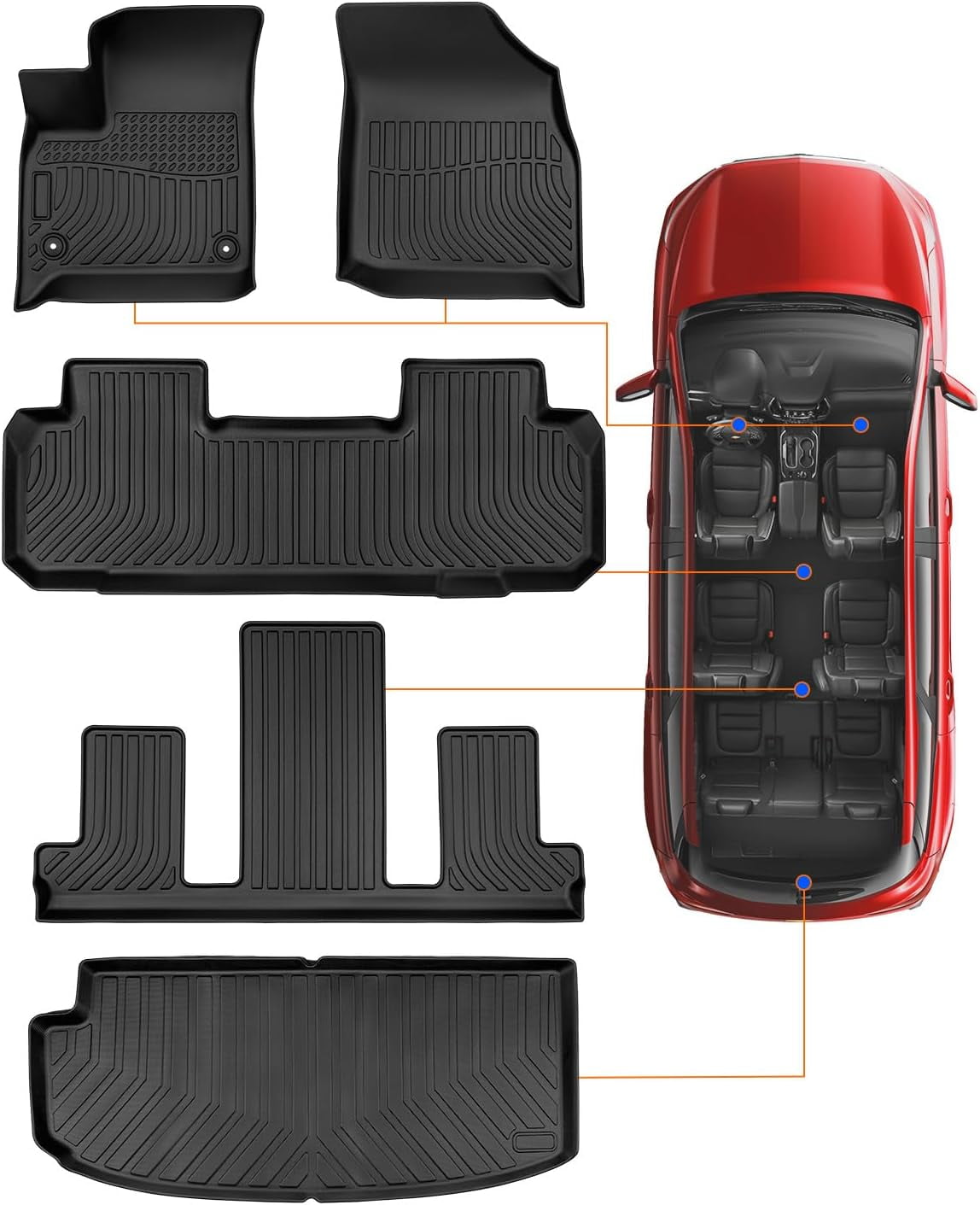 for 2018-2023 Chevy Traverse Floor Mats & Cargo Liner only for 7 Seats ...