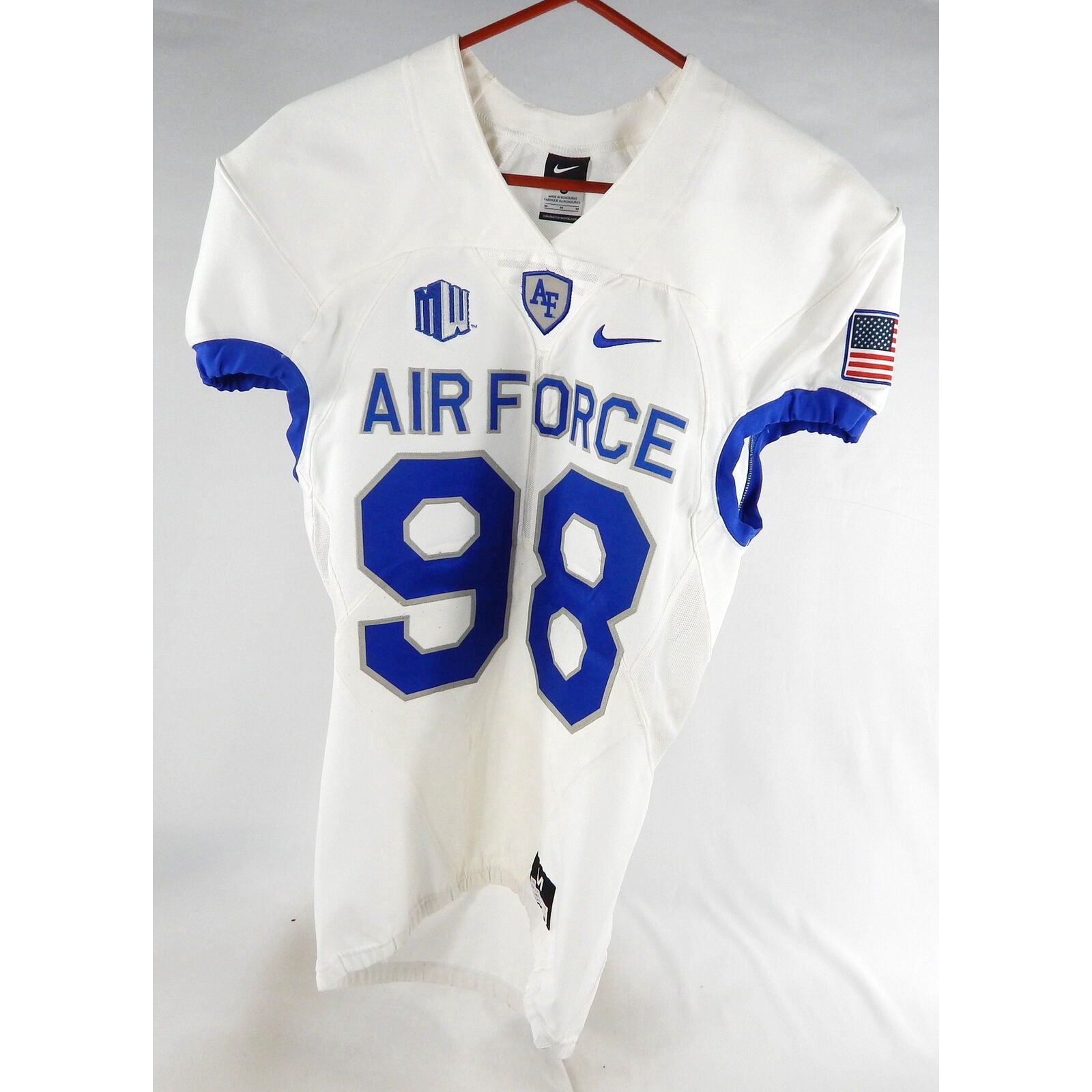2018 Air Force Falcons #98 Game Used White Jersey Name Plate Removed M ...