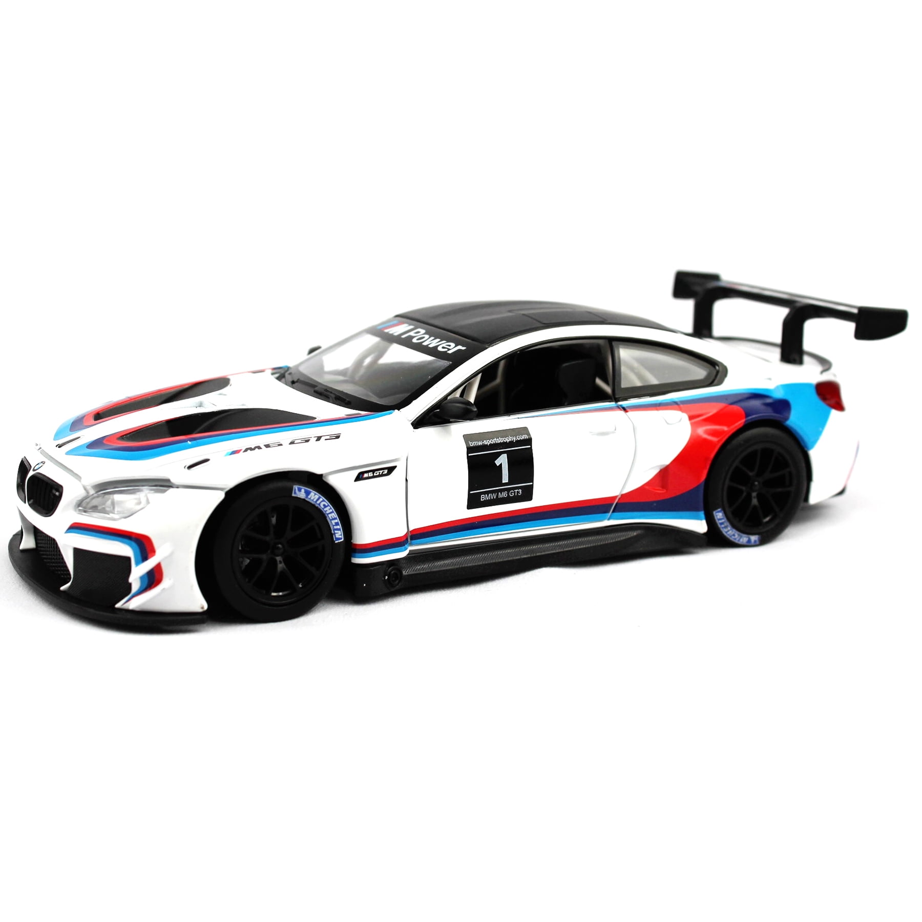 2018 BMW M6 GT3: White With Black Top and Stripes - 1:24 Model Car by ...