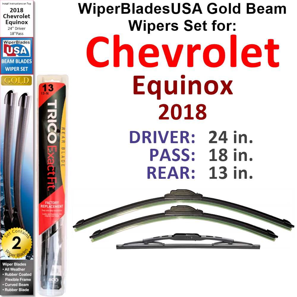 2018 Chevrolet Equinox Beam Wiper Blades Wipers WBUSA (Set of 3) w/Rear Wiper - Walmart.com