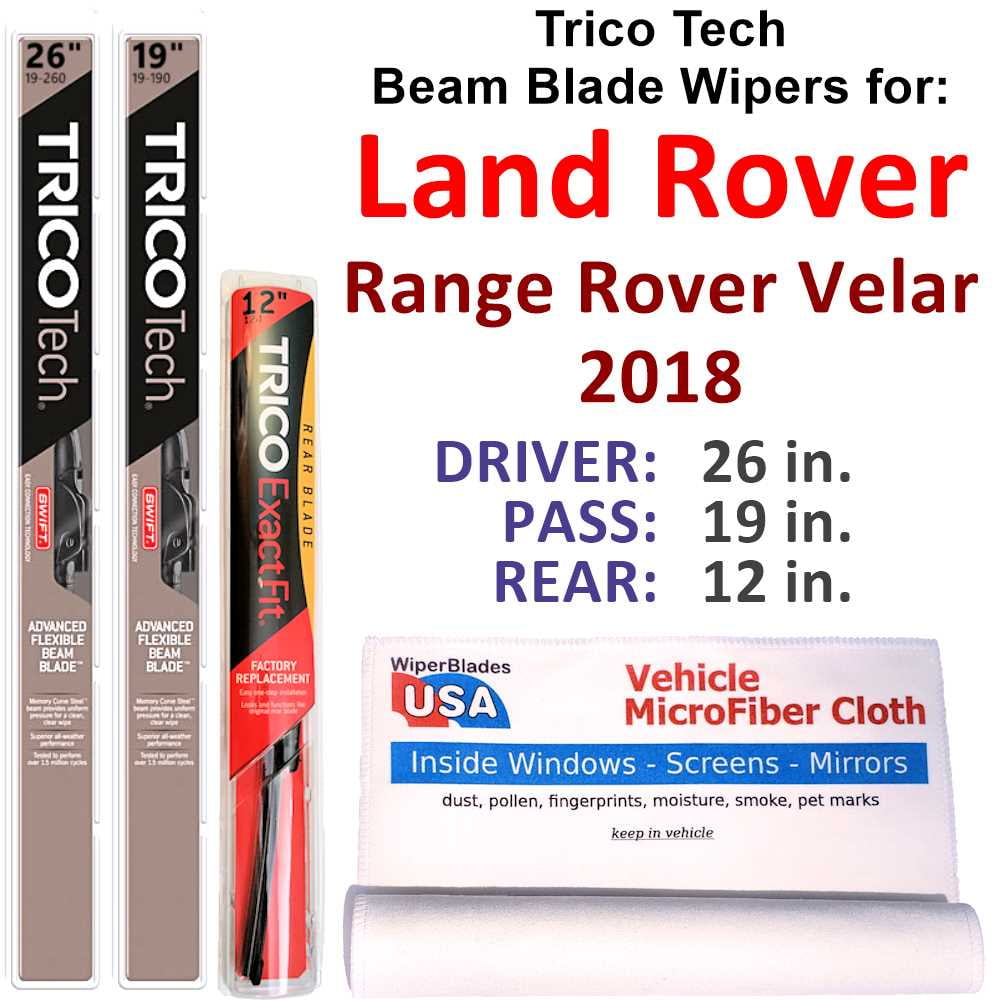 2018 Land Rover Range Rover Velar Beam Blade Wipers (Set of 3) w/Rear ...