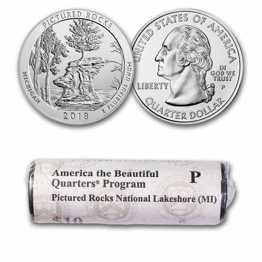 2018-P ATB Quarter Pictured Rocks Lakeshore 40-Coin Roll BU - Walmart.com