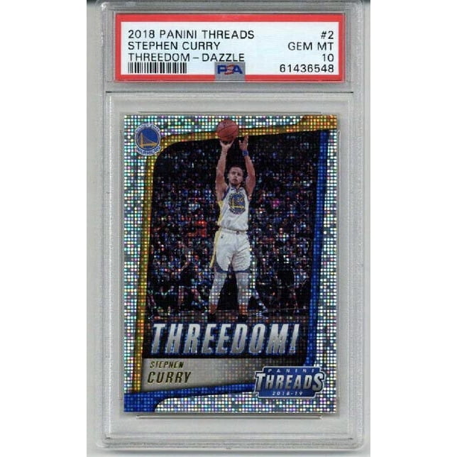 2018 Panini Threads Threedom Dazzle #2 Stephen Curry Card Warriors Psa ...