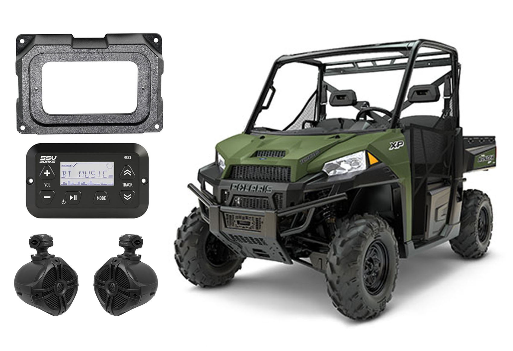 2018 Polaris Ranger XP1000 Digital Media Bluetooth Receiver+6.5" Tower ...