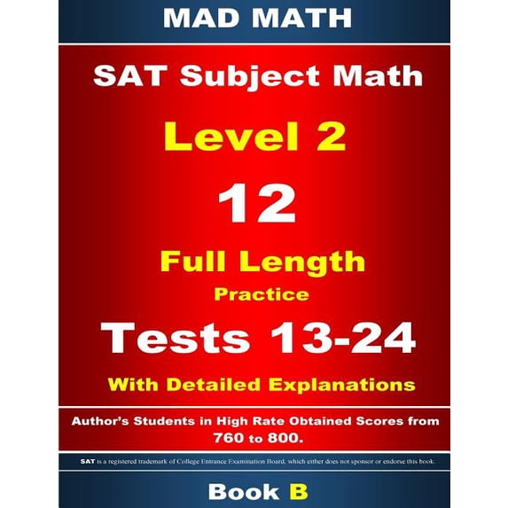 2018 SAT Subject Level 2 Book B Tests 13-24 - Walmart.com