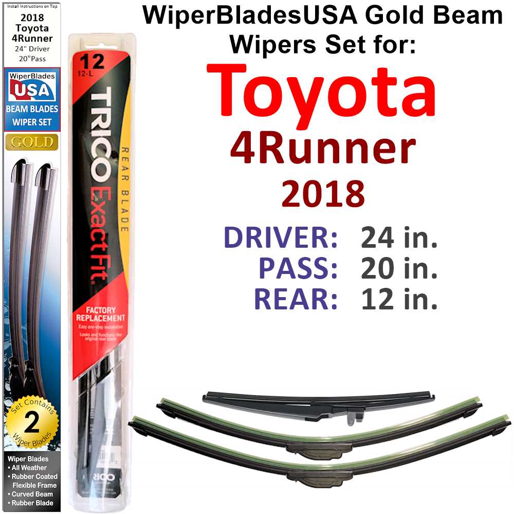 2018 Toyota 4Runner Beam Wiper Blades Wipers WBUSA (Set of 3) w/Rear ...