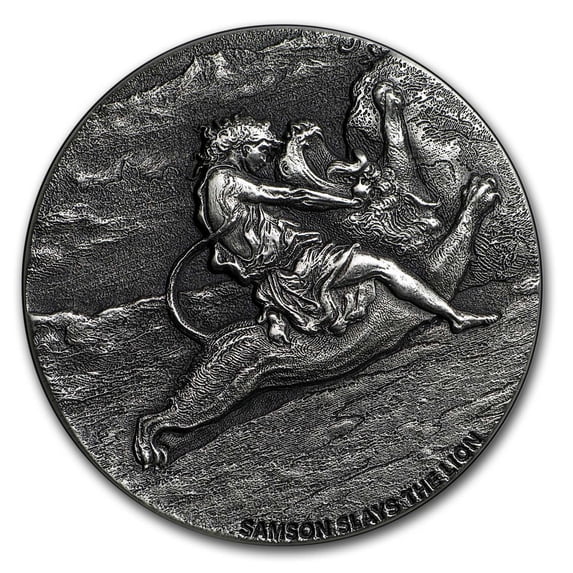 2019 2 oz Silver Coin - Biblical Series (Samson Slays the Lion ...