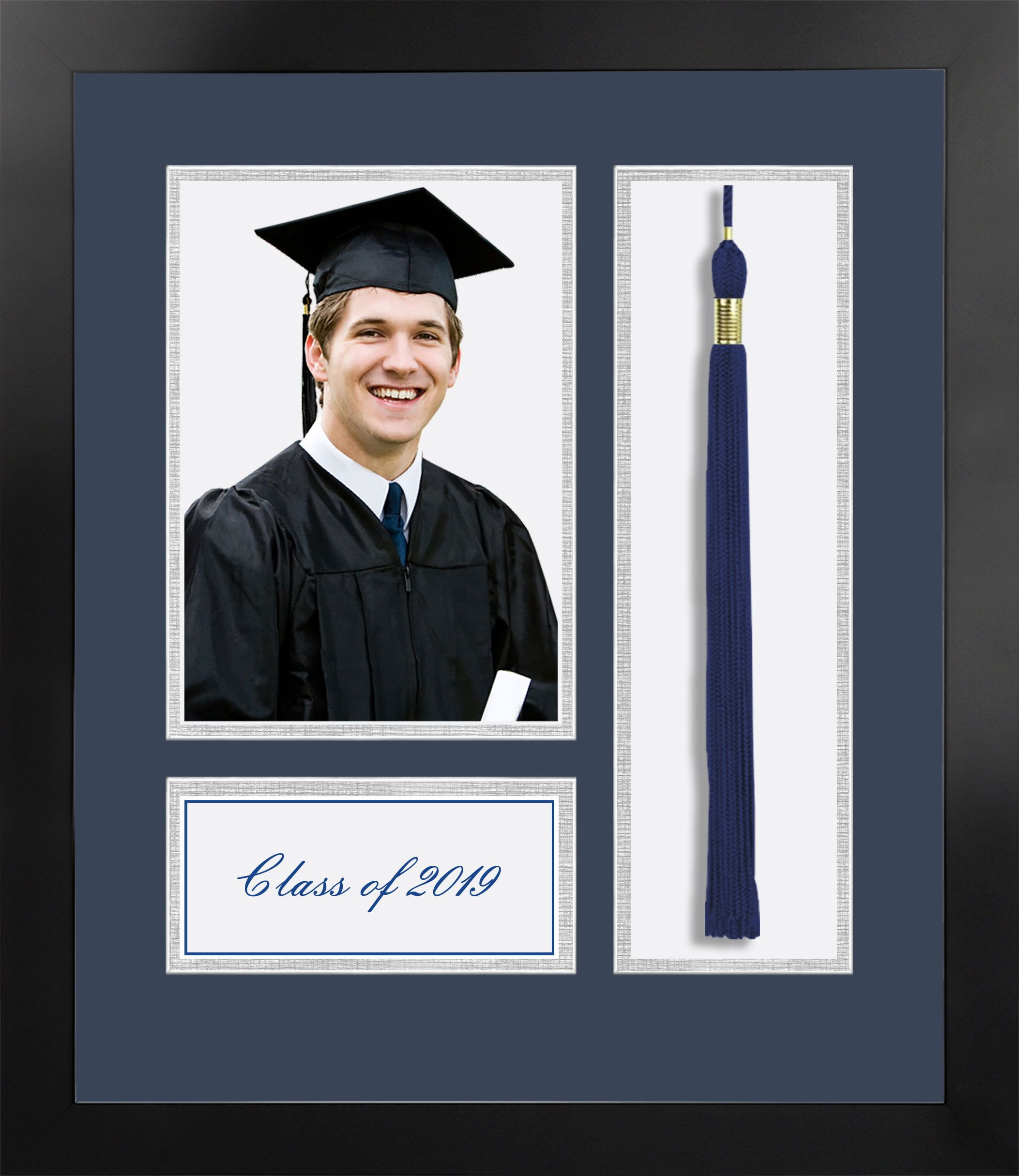 2019 Academic Nova Black Photo Frame, Navy and Silver matting with ...