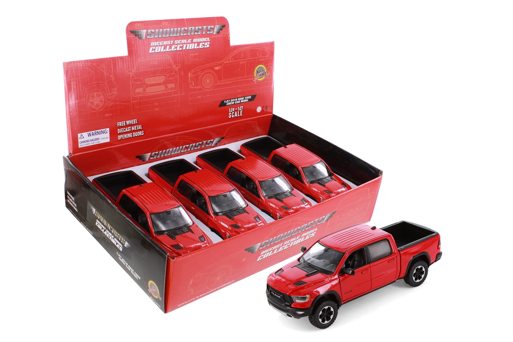 2019 Dodge Ram 1500 Crew Cab Rebel Pickup Truck, Red - Showcasts 71358D ...