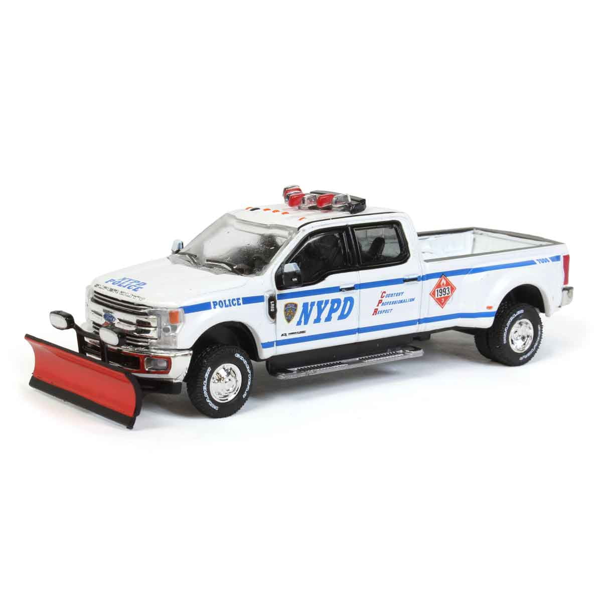 1/64 2019 Ford F-350 Dually (NYPD) Class 3 Hazmat with Snow Plow ...