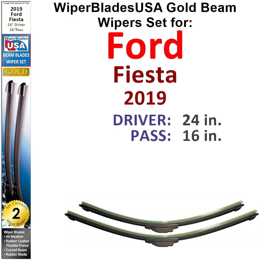 2019 Ford Fiesta Beam Wiper Blades Wipers WBUSA (Set of 2) - Walmart.com