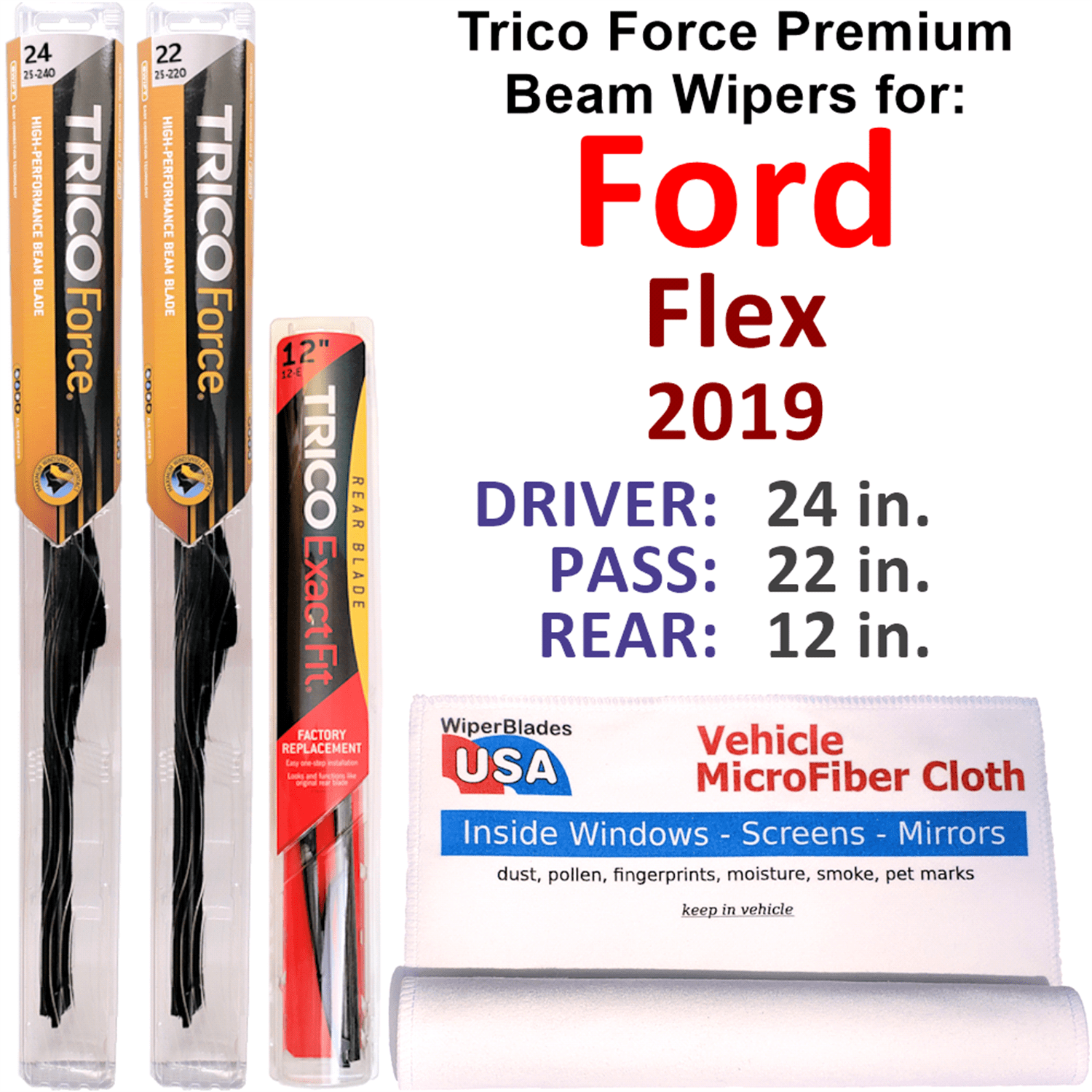 2019 Ford Flex Performance Beam Wipers (Set of 3) w/Rear Wiper ...
