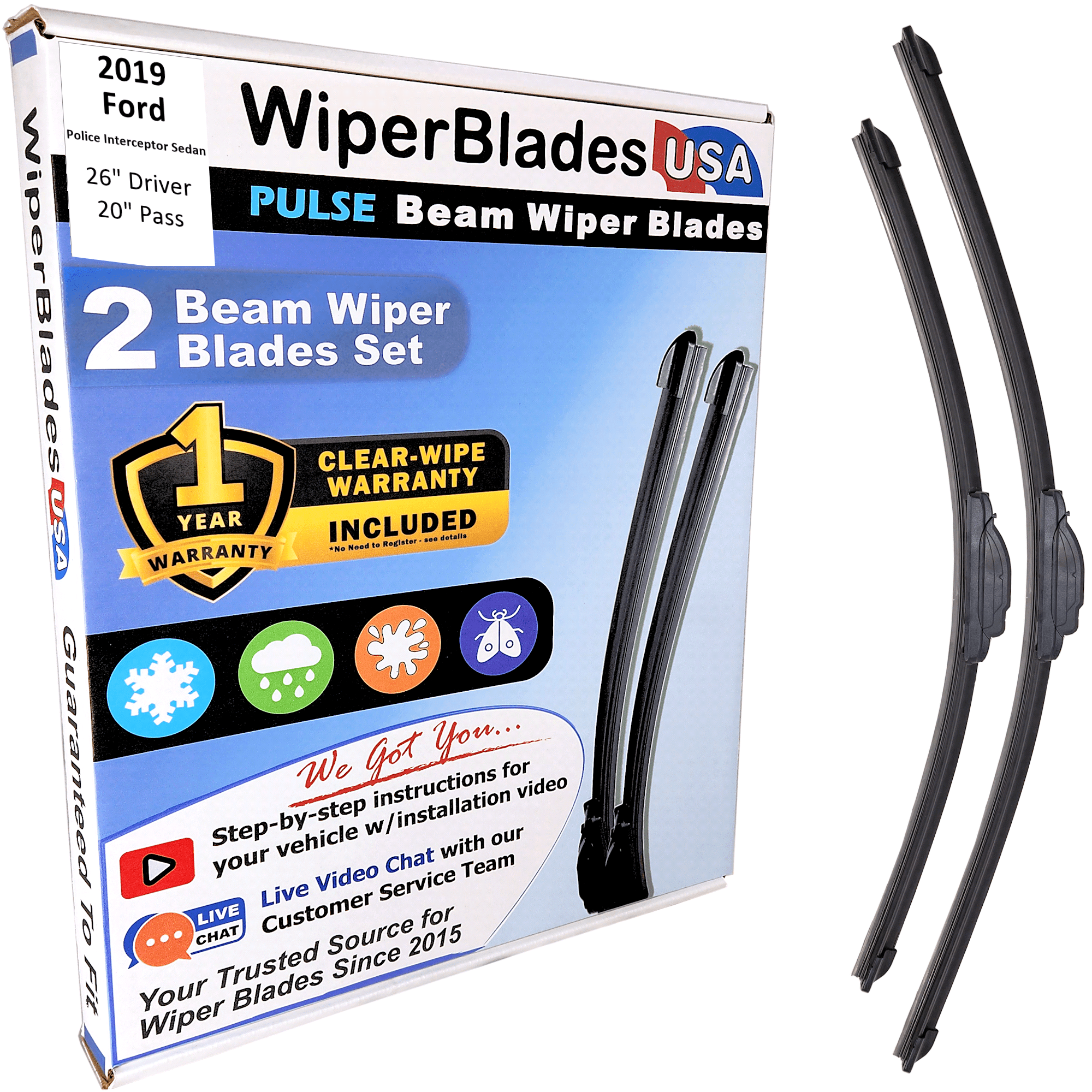 2019 Ford Police Interceptor Sedan Beam Wiper Blades Wipers w/1yr ...