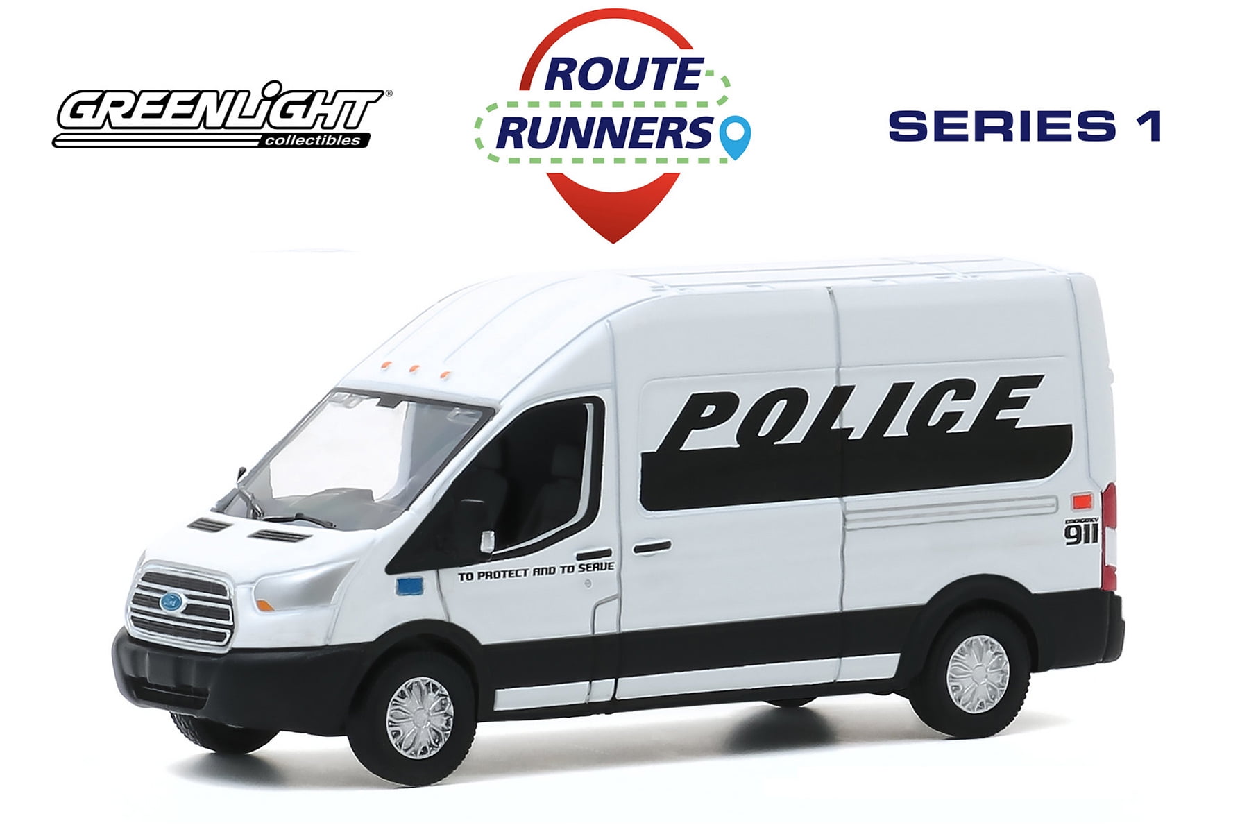 2019 Ford Transit Van Police, White and Black - Greenlight 53010D/48 ...