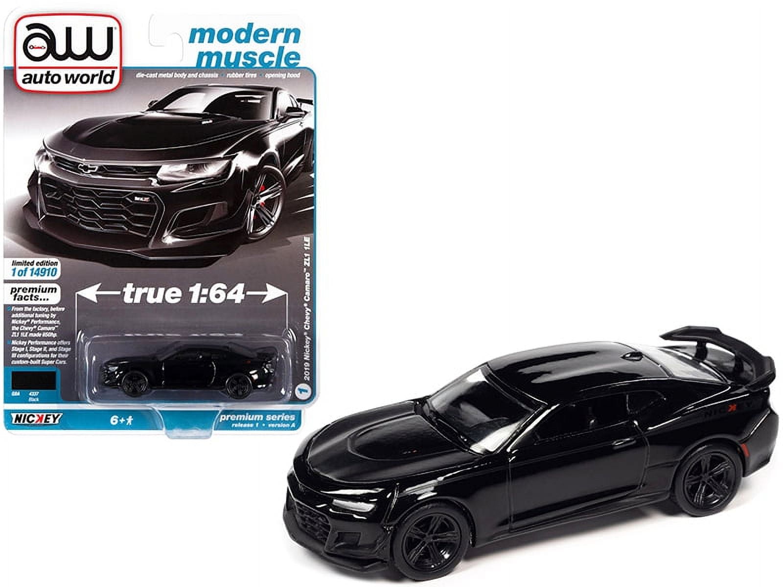 Auto World 2019 NICKEY Chevrolet Camaro ZL1 1LE Gloss Black Die-Cast 1: ...