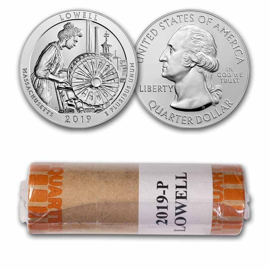 2019-P ATB Quarter Lowell National Historical Park 40-Coin RollBU ...