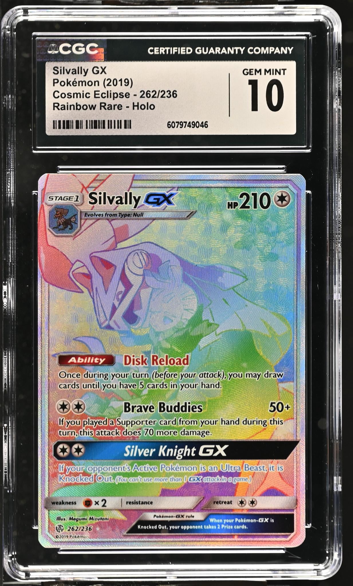 2019 Pokémon Cosmic Eclipse Rainbow Rare Silvally GX #262/236 Holo CGC ...