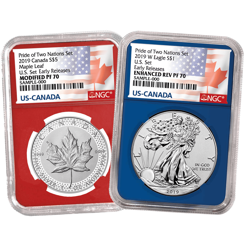 2019 Pride of Two Nations 2pc Set U.S. Set NGC PF70 ER Flags Label Red ...
