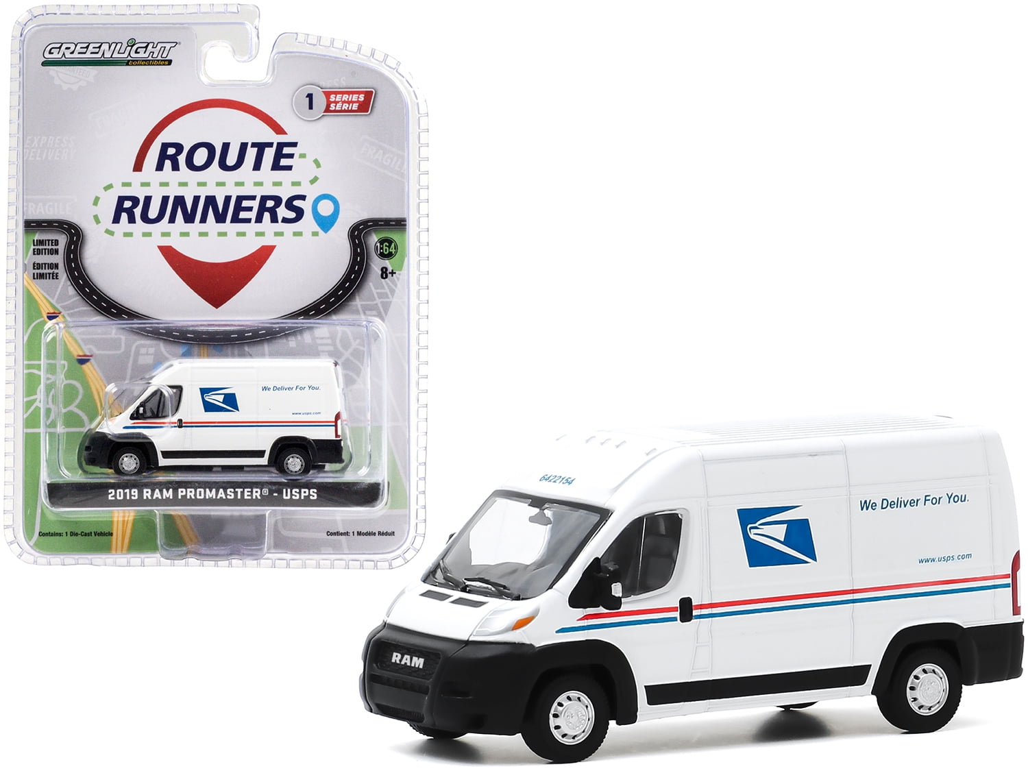 GreenLight 2019 RAM ProMaster 2500 USPS Van, Route Runners Series 1, 1/ ...