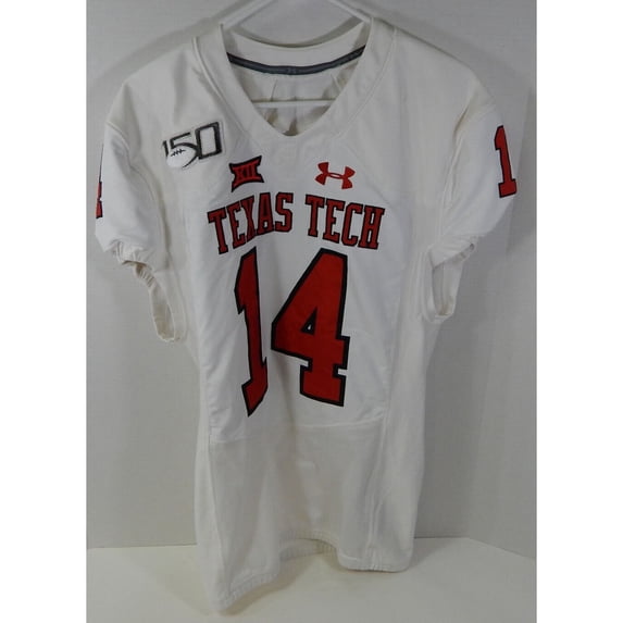 2019 Texas Tech Red Raiders #14 Game Used White Jersey NP Rem 150 P 44 ...