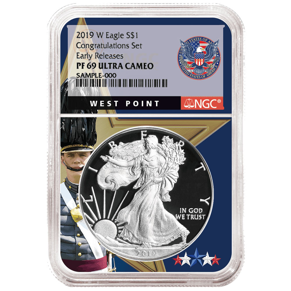 2019-W Proof $1 American Silver Eagle Congratulations Set NGC PF69UC ER West Point Core ...
