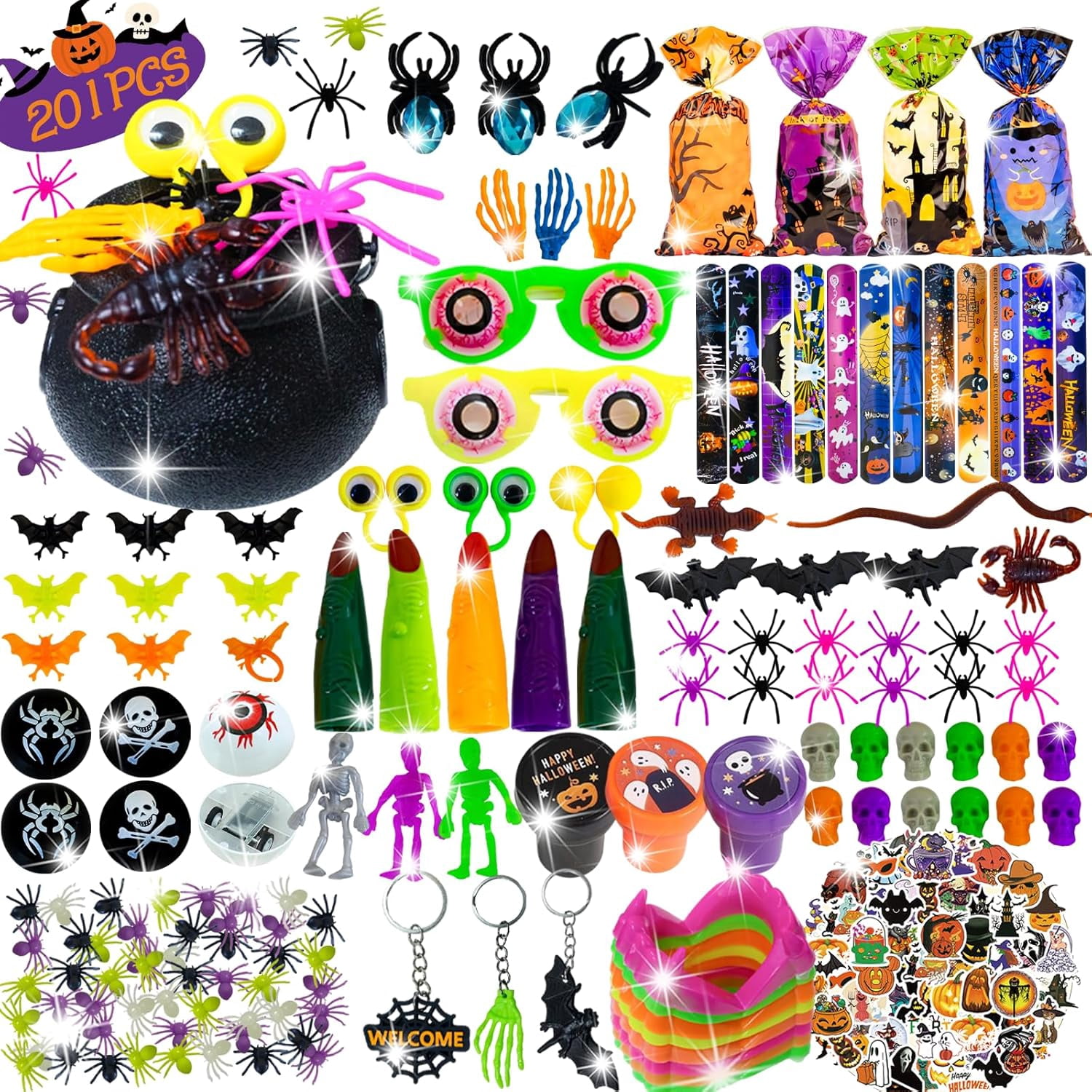 201PCS Halloween Party Favors , Bulk Fidget Toys for Party Supplies ...