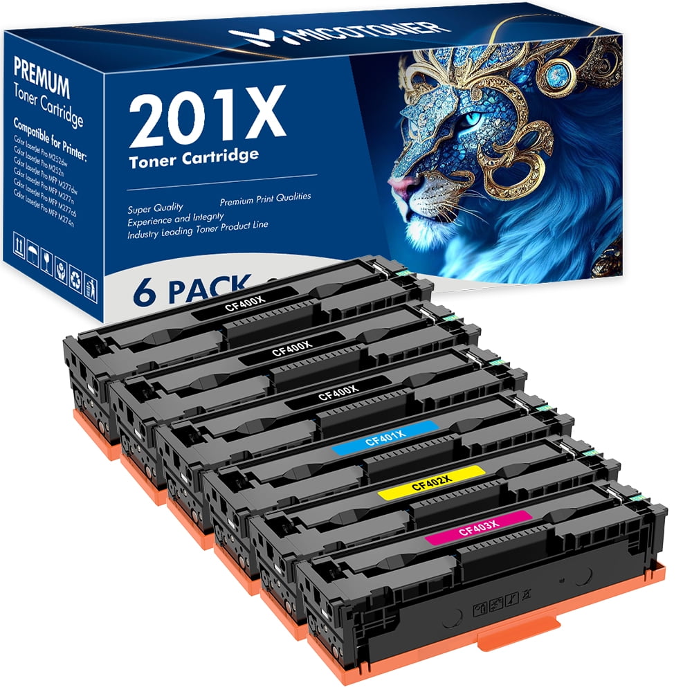 201X CF400X 6-Pack Compatible Toner Cartridge for HP 201X CF400X ...