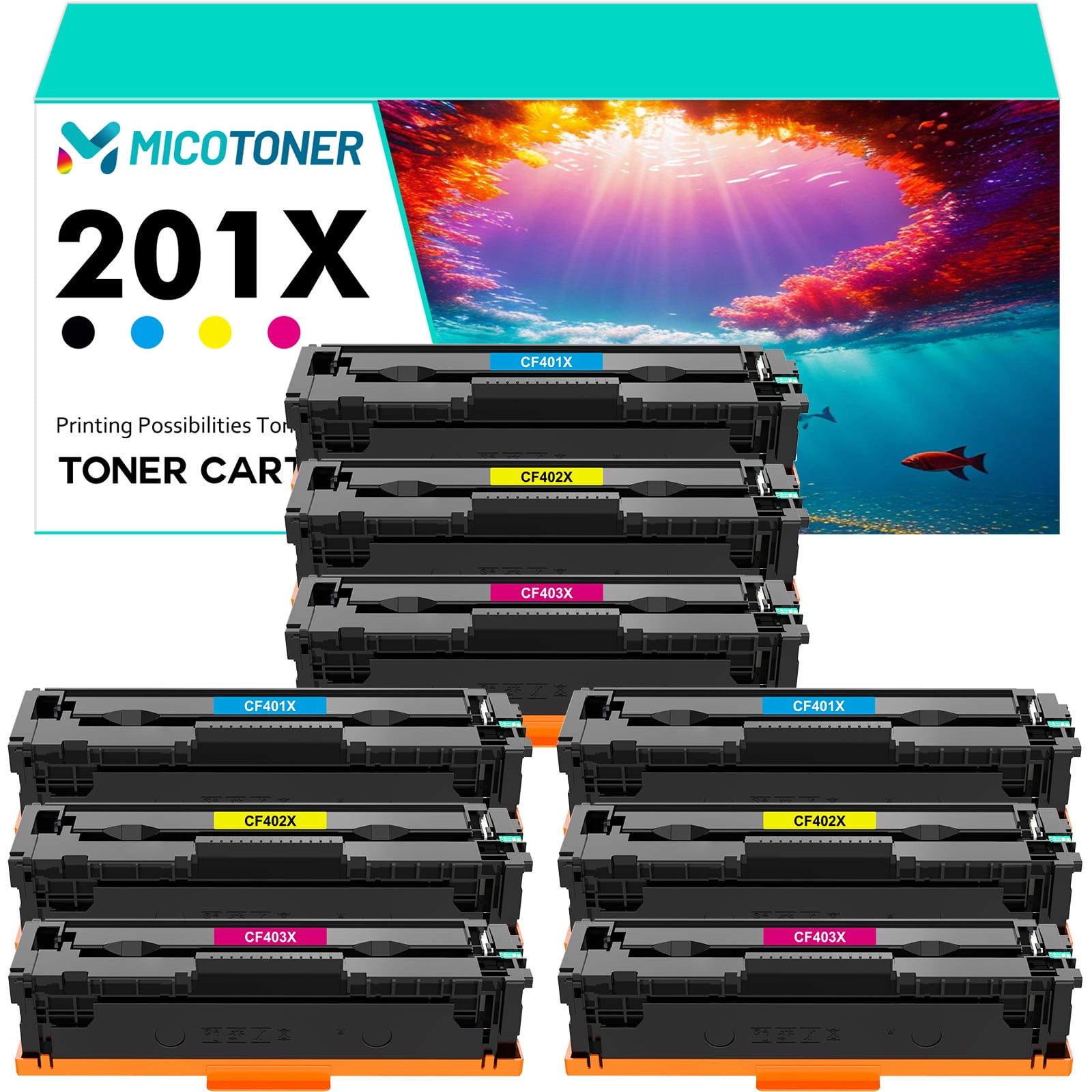 201X CF400X 9-Pack Compatible Toner Cartridge for HP 201X CF403X ...