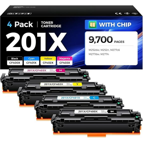 201X Toner Cartridge Set 4-Pack High Yield Replacement for HP 201X 201A ...