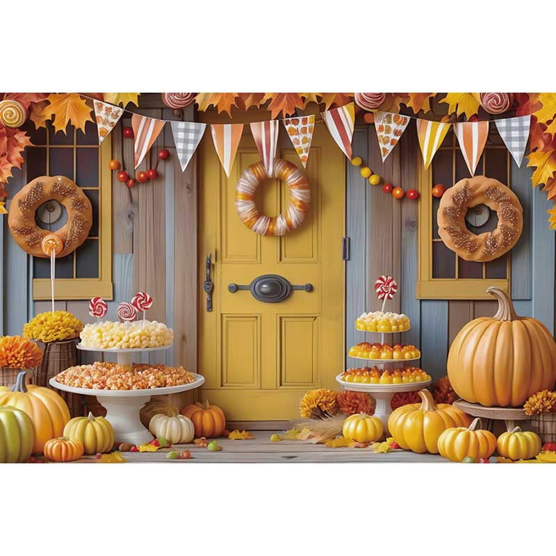202 Autumn Thanksgiving Party Photography Studio Backdrop Pumpkin ...