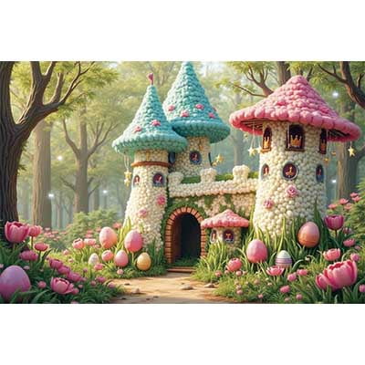 202 Easter Day Enchanted Forest Photo Backdrop Rabbit Bunny Eggs Party ...