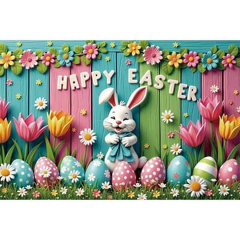 202 Easter Day Party ration Backdrop Gard Wood Fce Rabbit Eggs Flower ...