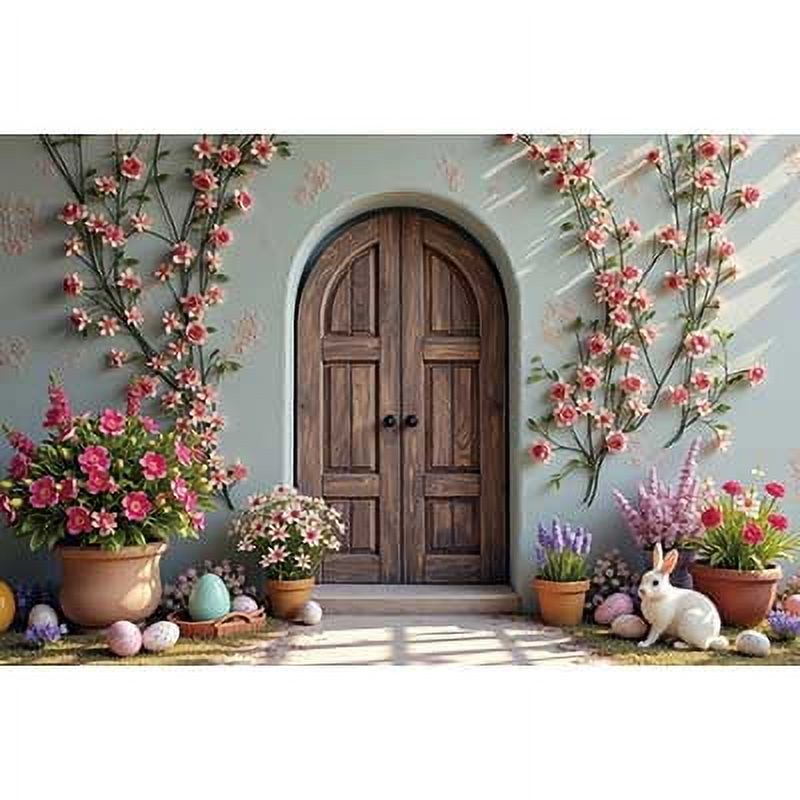 202 Easter ration Backdrop Bunny Rabbit Egg Spring Gre Pink Gard Tulip ...