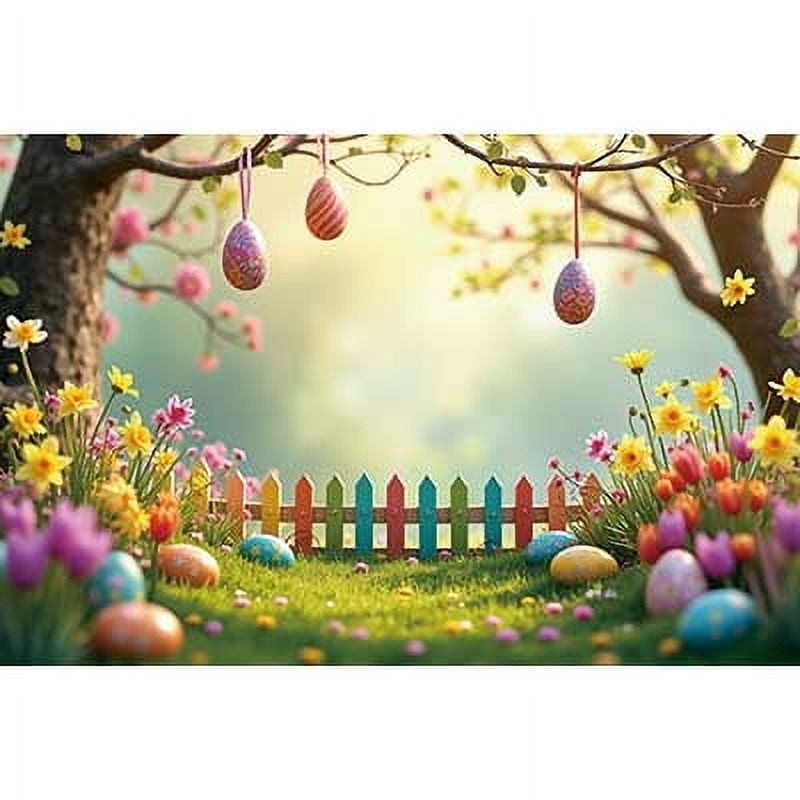 202 Easter ration Backdrop Bunny Rabbit Egg Spring Gre Pink Gard Tulip ...