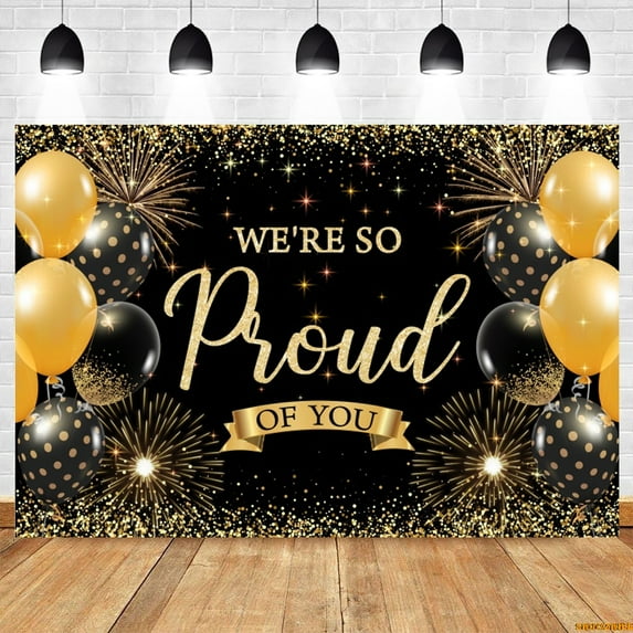 202 Graduation Backdrop Gold Glitter Lights Bachelor Cap Congrats Grad ...