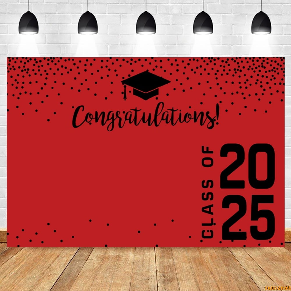 202 Graduation Backdrop Gold Glitter Lights Bachelor Cap Congrats Grad ...